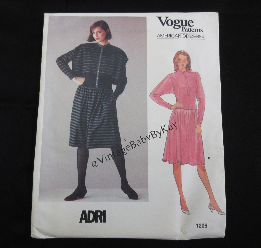 Vogue 1206 Size 12 Designer Adri Sewing Pattern, Drop Waist Dress With ...