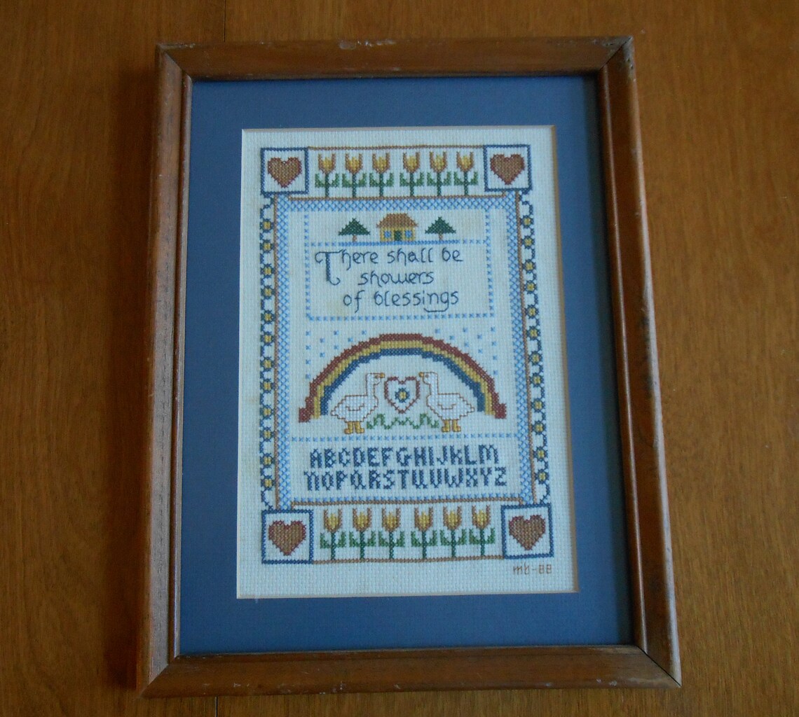 Showers of Blessings Framed Cross Stitch Sampler Finished Hand - Etsy