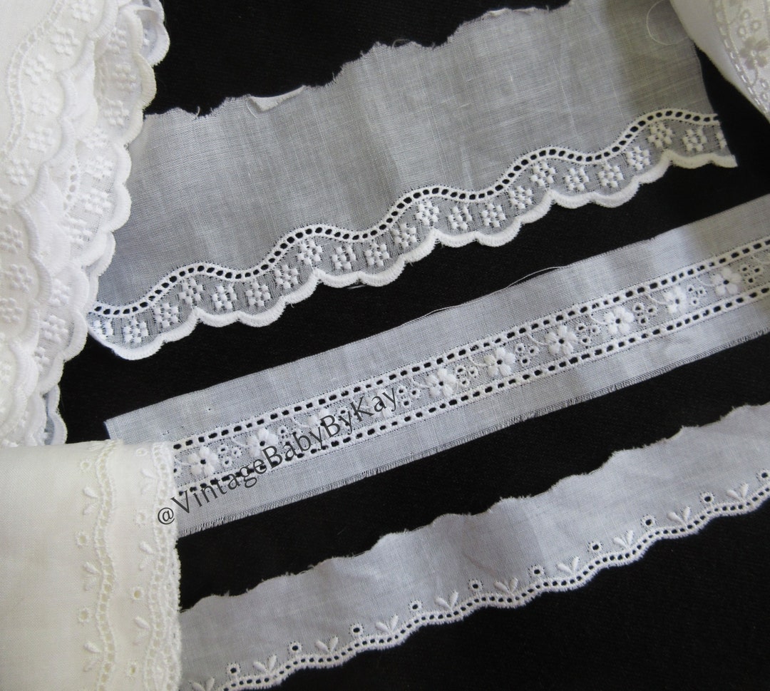 WHITE Swiss Embroidered Insertion and Edging, Choice of 3 Different ...