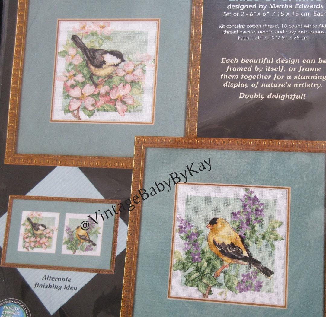 Dimensions Cross Stitch Kit #35029 Birds of Spring, Pair of 6" Square ...