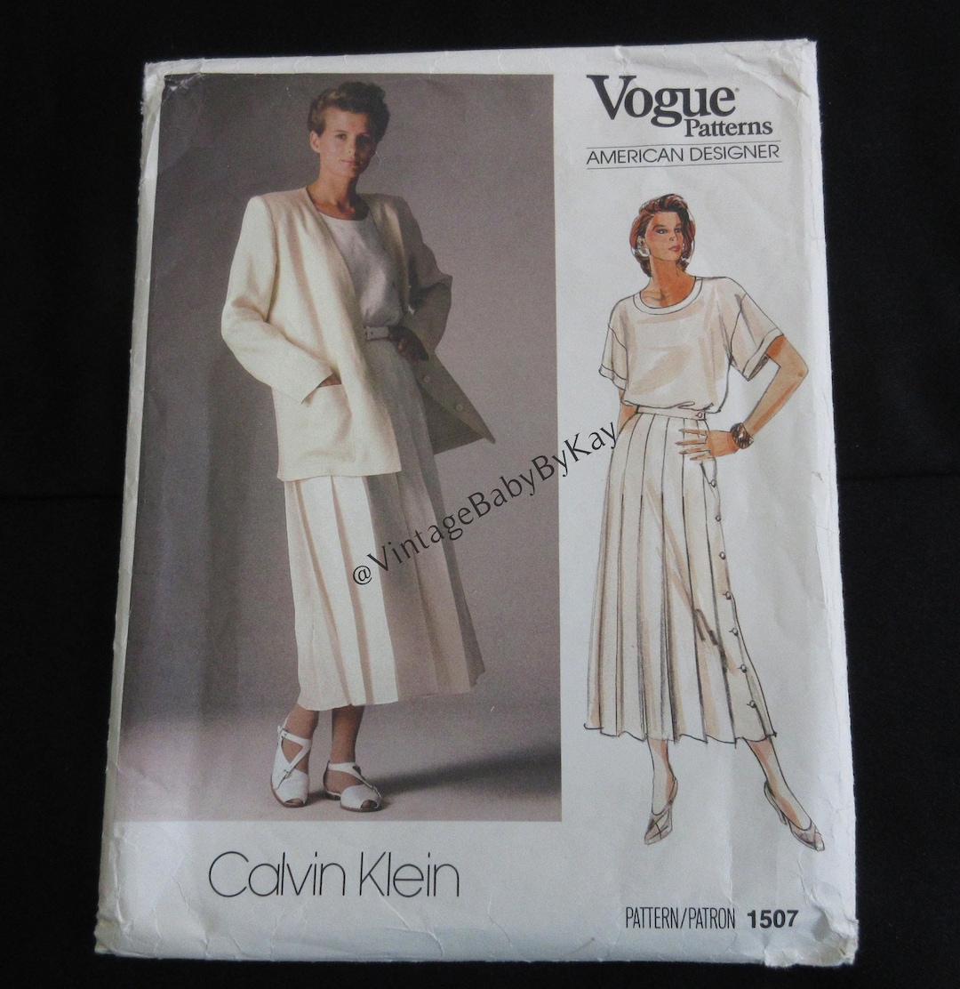 Vogue Pattern 1507 Calvin Klein Design, Unlined Jacket Top and Pleated ...