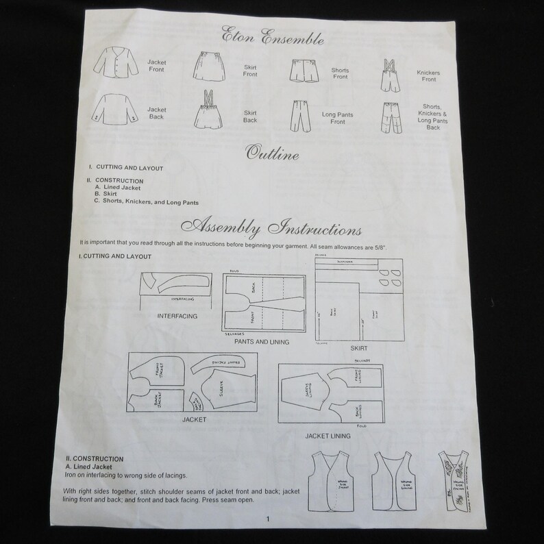 Chery Williams Pattern Eton Ensemble Size 2 - 7, Gender Neutral Jacket ...
