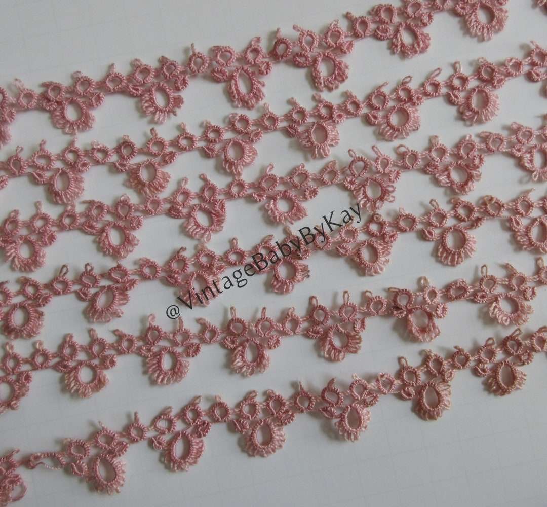 Heirloom Tatting Yardage Light Pink Handmade Lace Trim 2 Yards X 1 ...