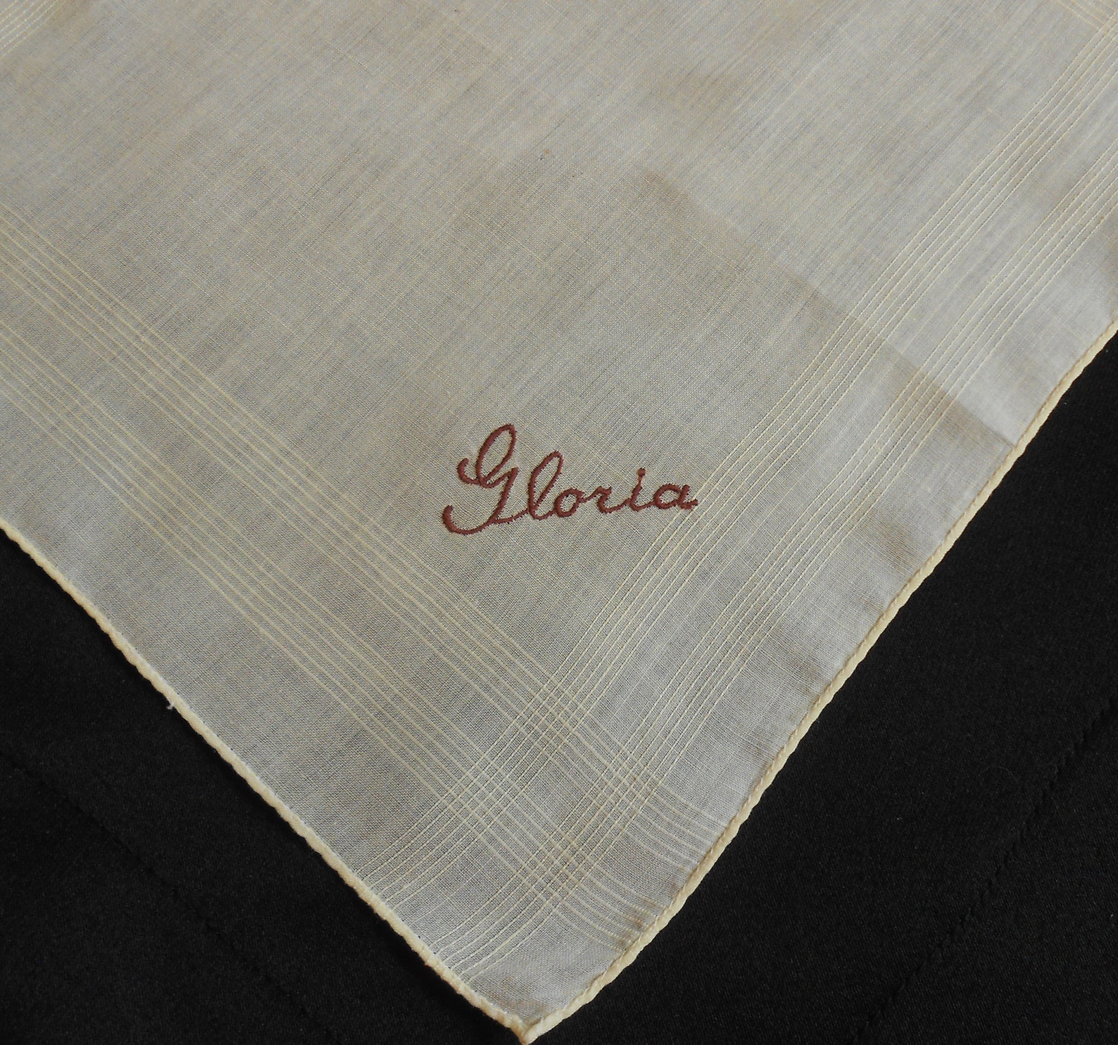 Gloria Monogram Vintage Yellow Cotton Hanky With Brown - Etsy