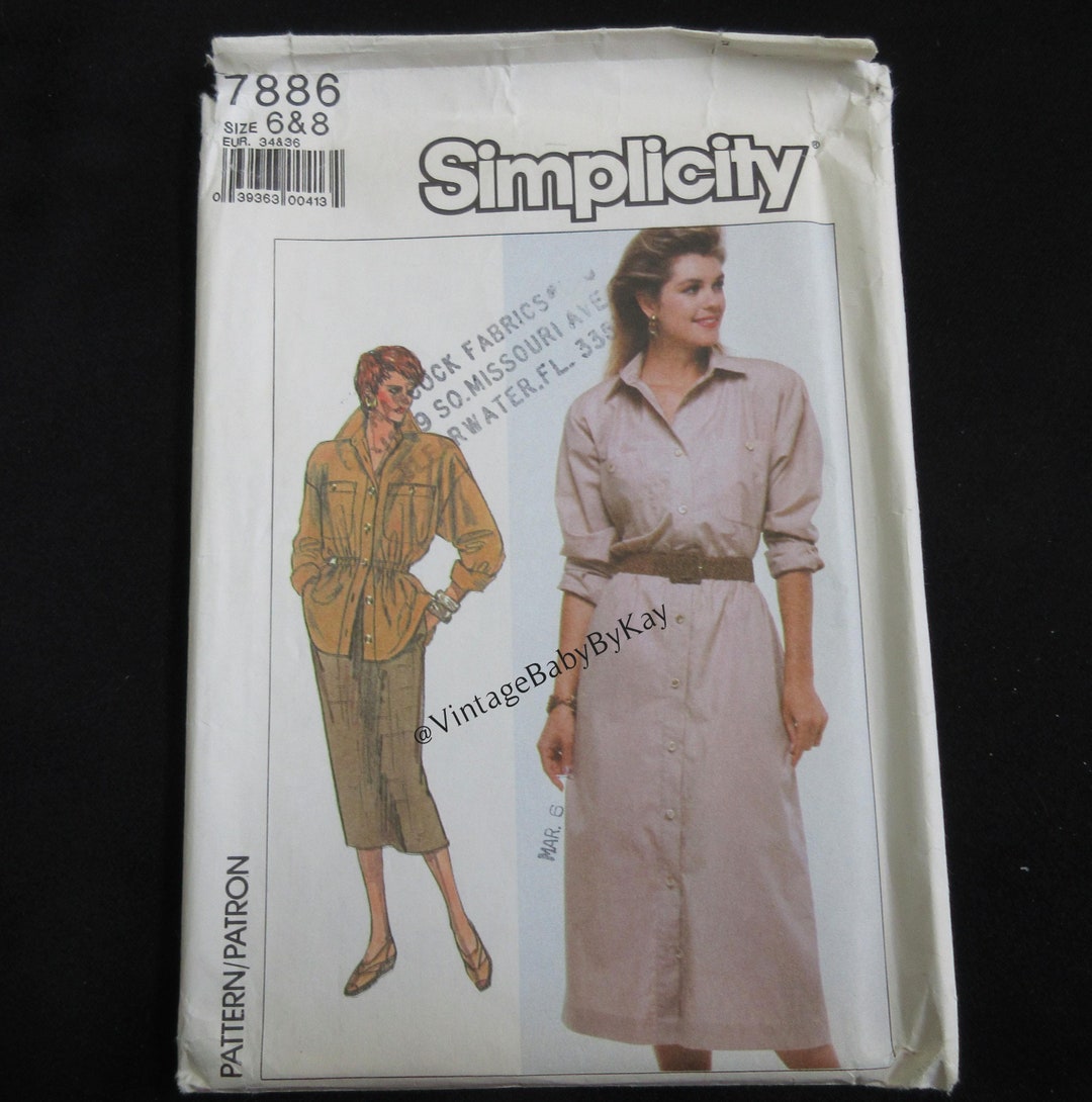 Simplicity 7886 Size 6 8 Adult Dress Sewing Pattern Classic Safari ...