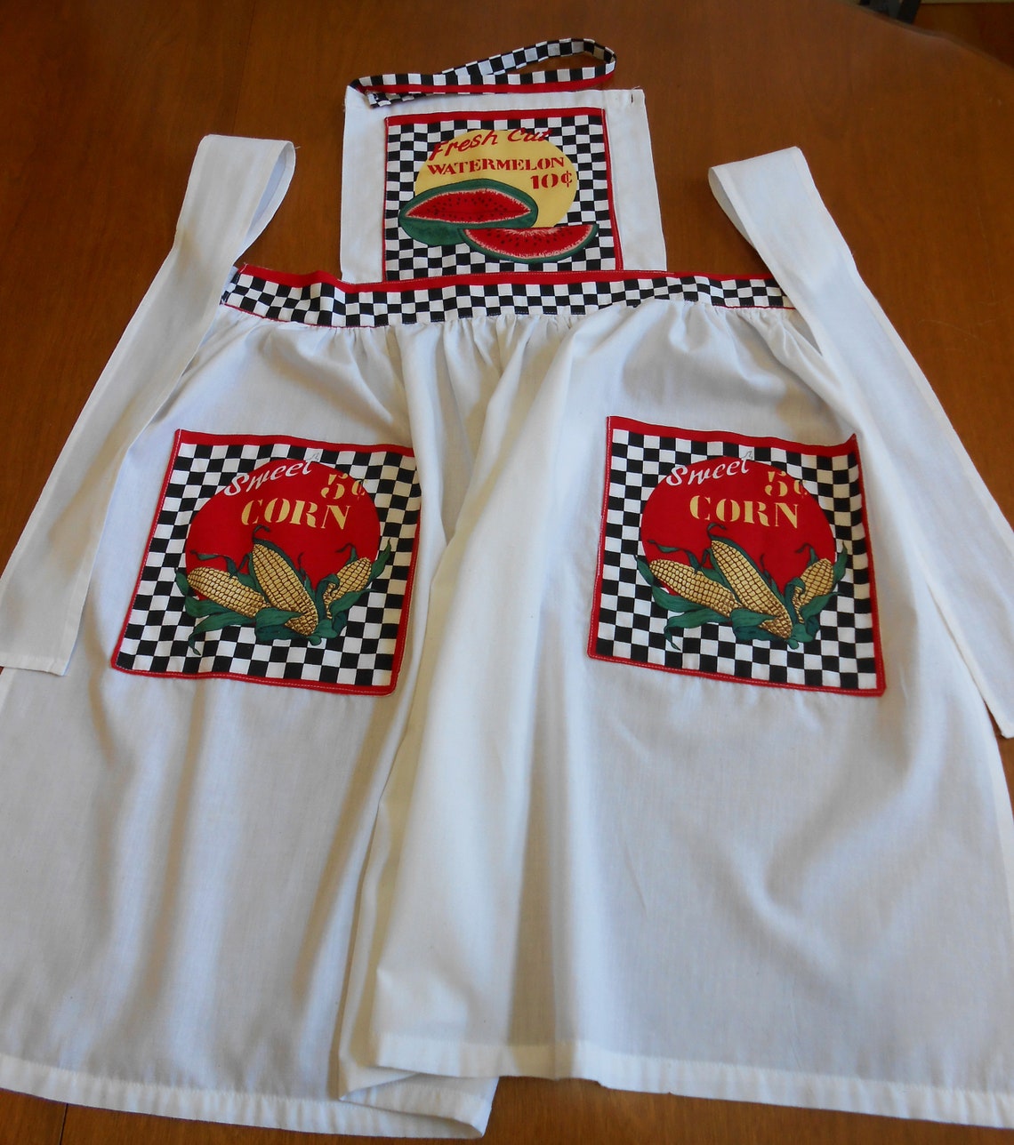 Full Bib Apron Watermelon and Sweet Corn Colorful Accents - Etsy
