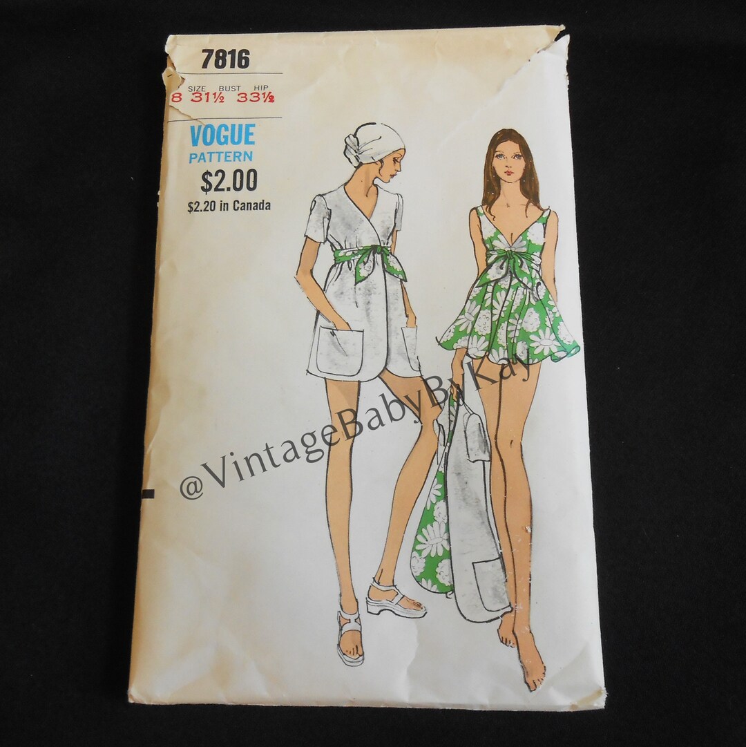 Vogue 7816 Adult Woman Size 8 Sewing Pattern Swimsuit and Cover-up, Two ...