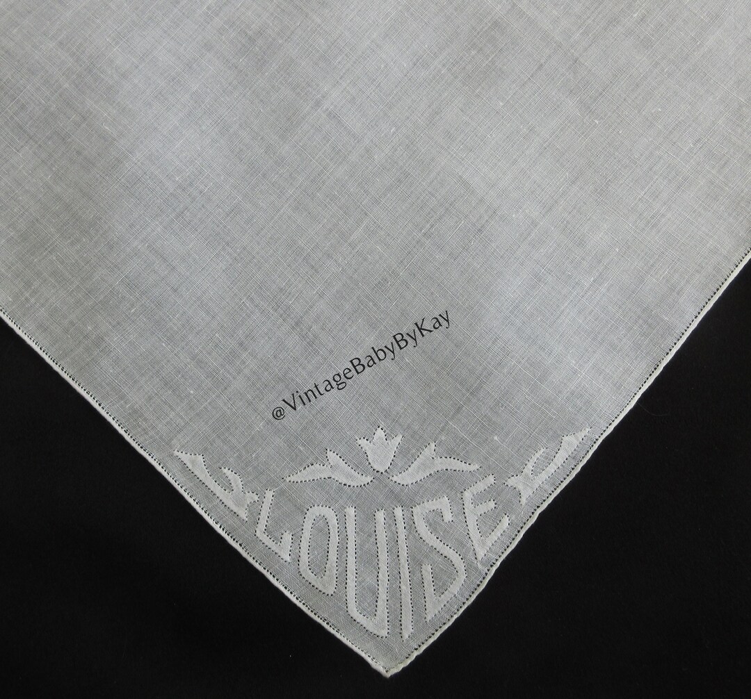 Louise Monogram Vintage White on White Linen Wedding Hanky Madeira ...