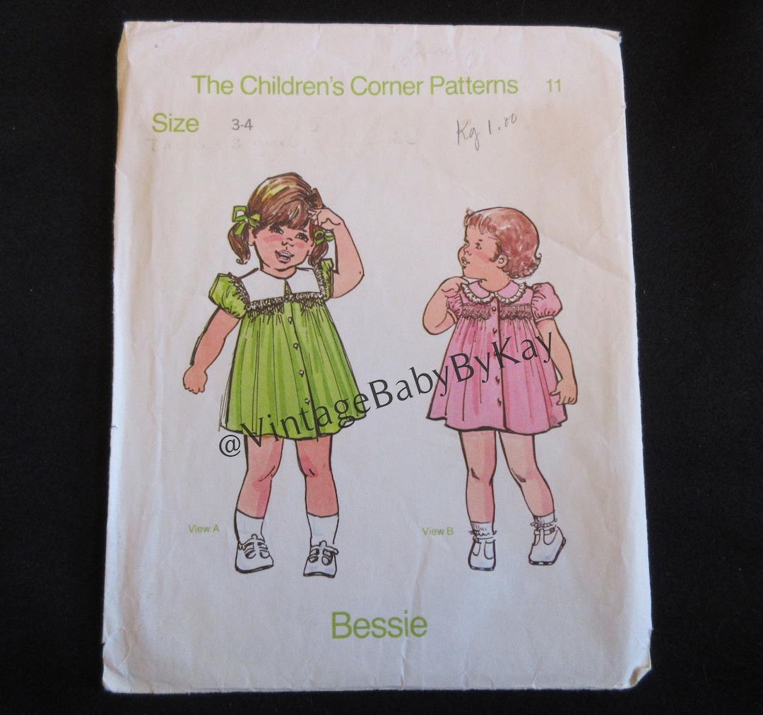 Children's Corner Pattern Bessie Size 3 4 Sewing Pattern Girl Dress ...