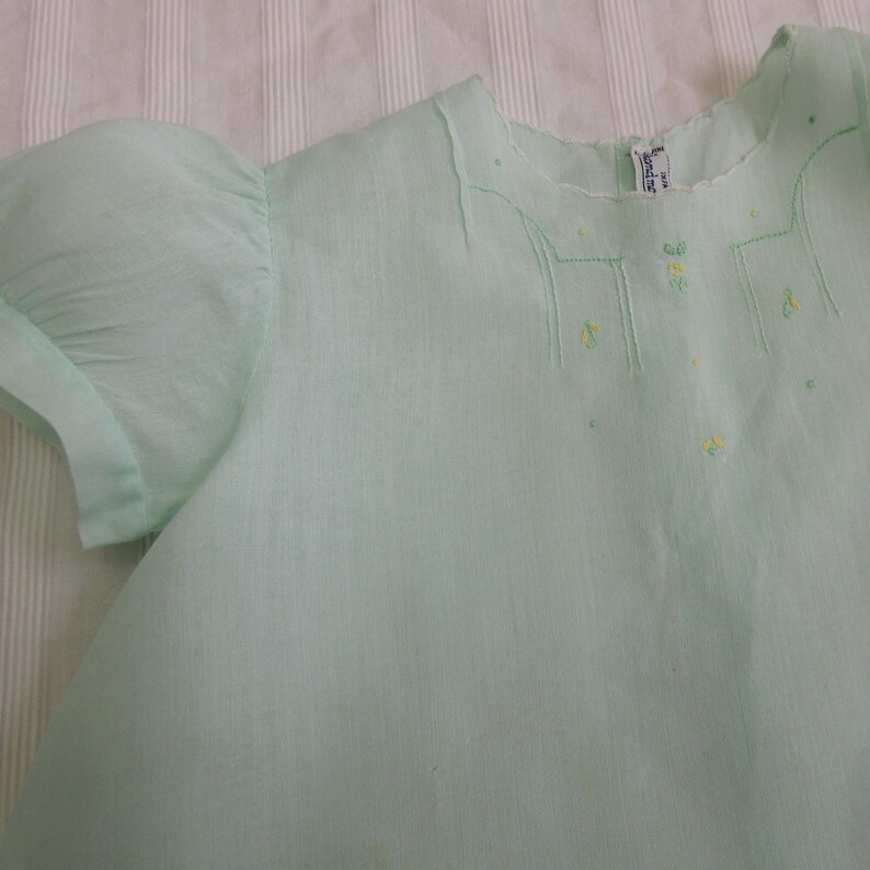 Mint Green Baby Dress With Embroidery, Tucks and Scallops, All Cotton ...