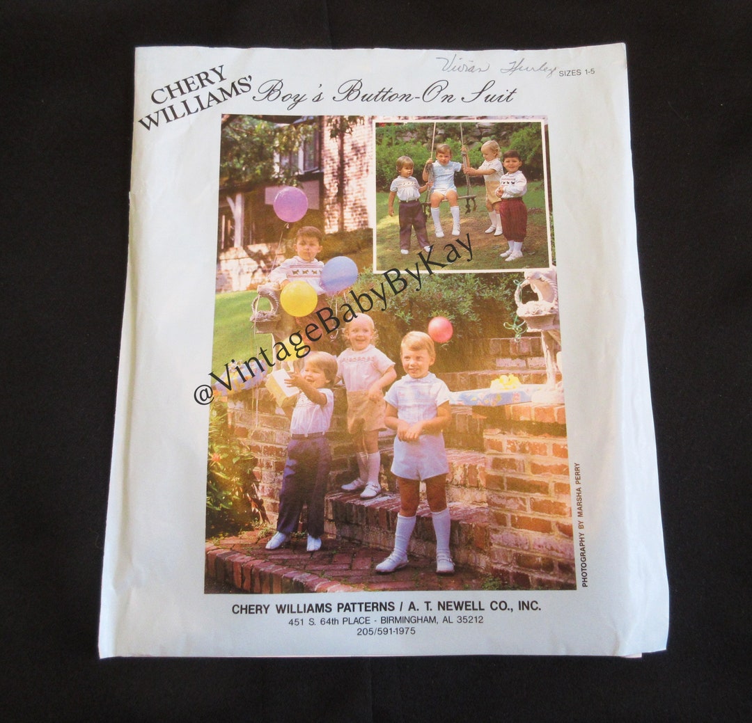 Chery Williams Boy's Button on Suit Size 1-5 Sewing Pattern Smocked or ...
