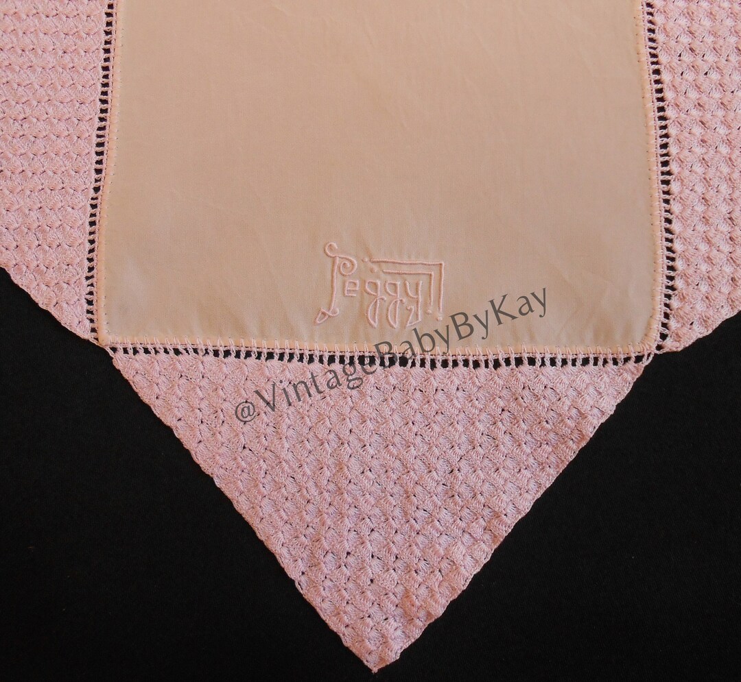 Peggy Monogram Vintage Pink Polyester Wedding Hanky With Hand - Etsy