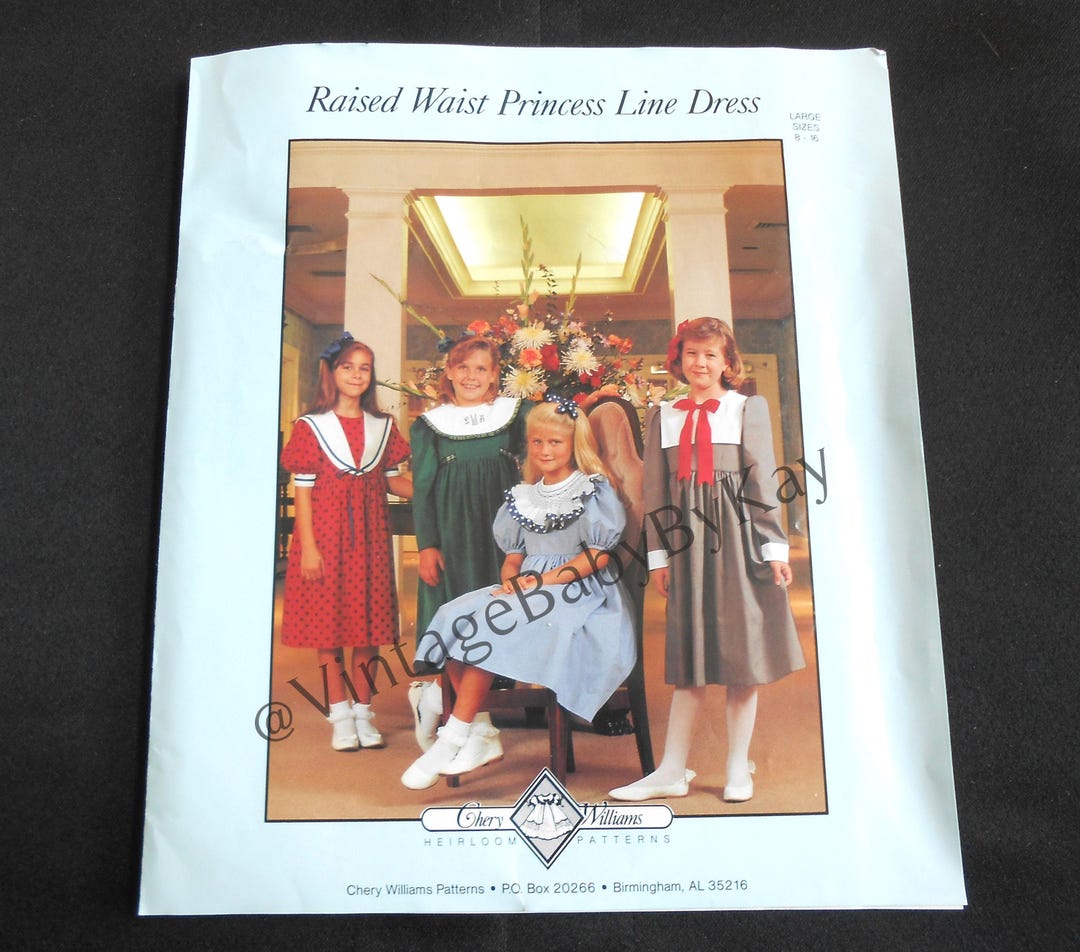 Chery Williams Pattern Raised Waist Princess Line Dress Large Size 8 ...