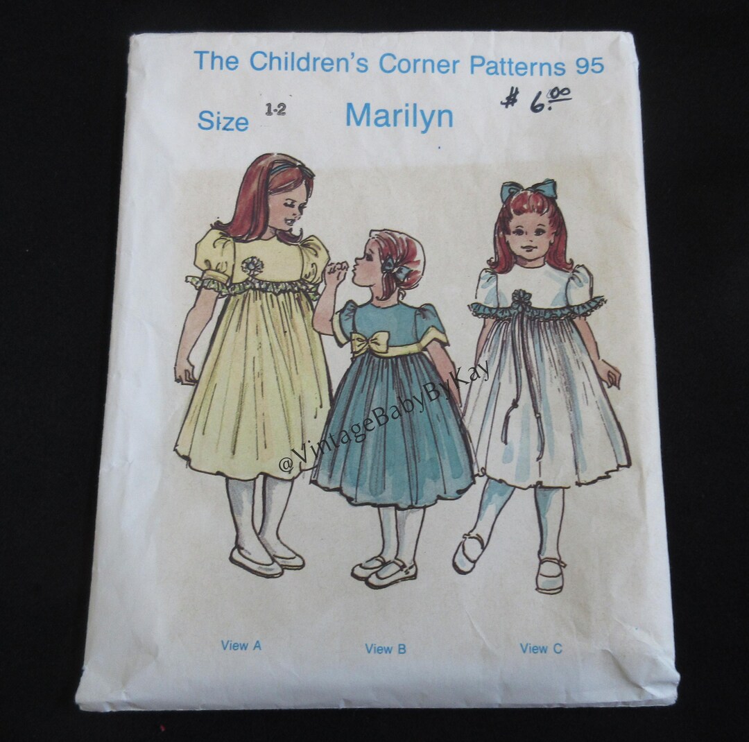 Children's Corner Pattern Marilyn Size 1 - 2 Sewing Pattern Girl Dressy ...