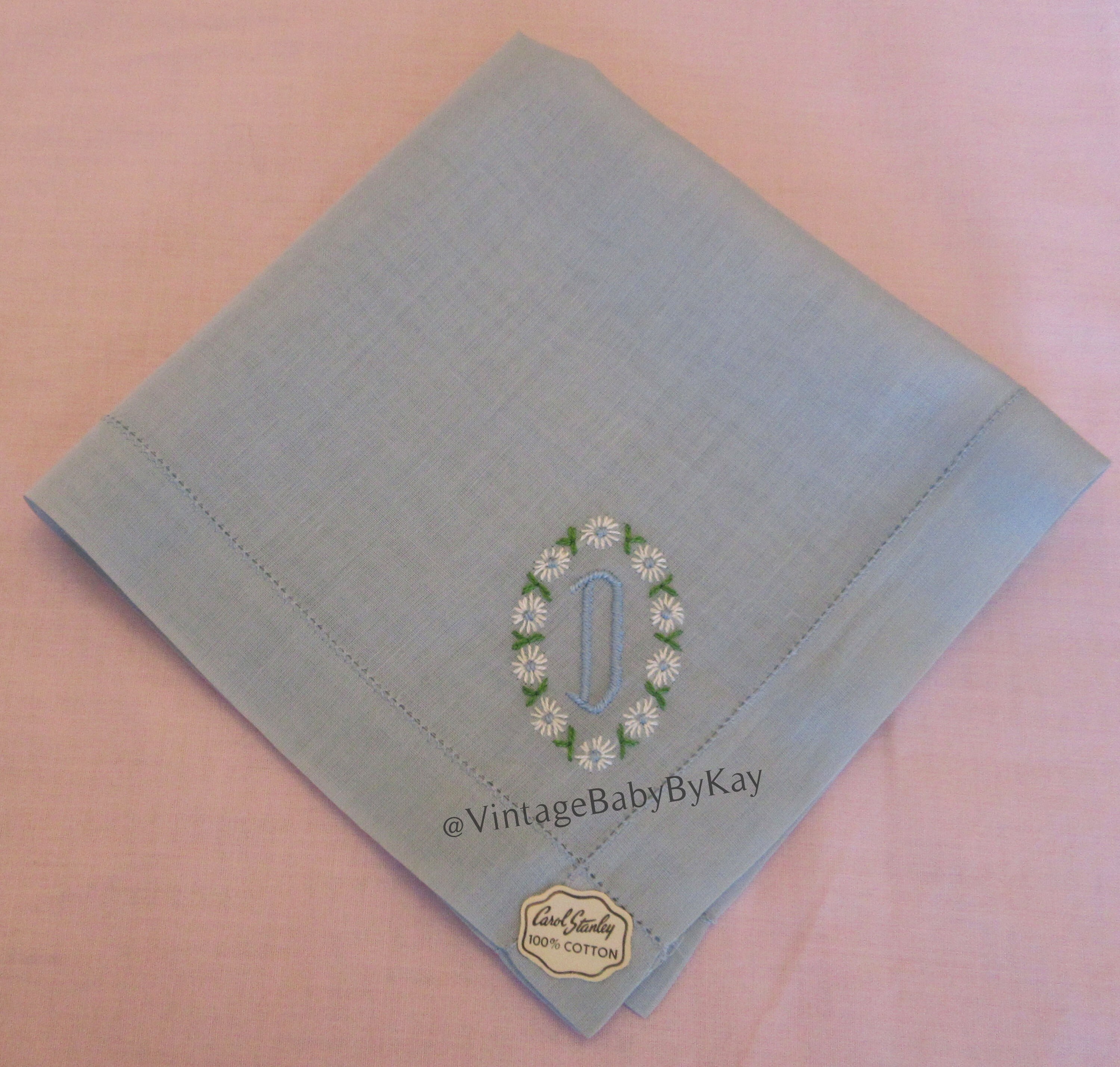 D Monogram Hanky Vintage Blue Cotton Handkerchief Blue - Etsy