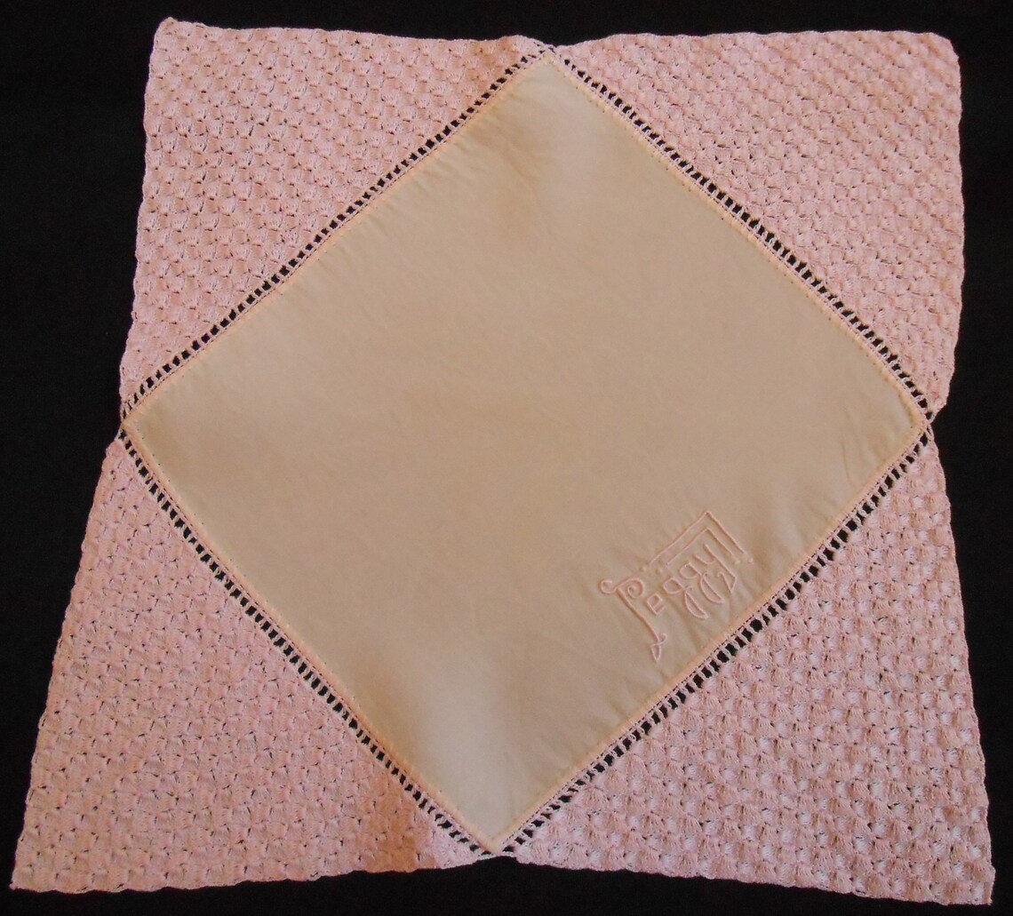 Peggy Monogram Vintage Pink Polyester Wedding Hanky With Hand - Etsy