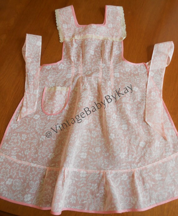 Sheer Pink Apron W Lace Trim & Pocket Vintage Full Length - Etsy