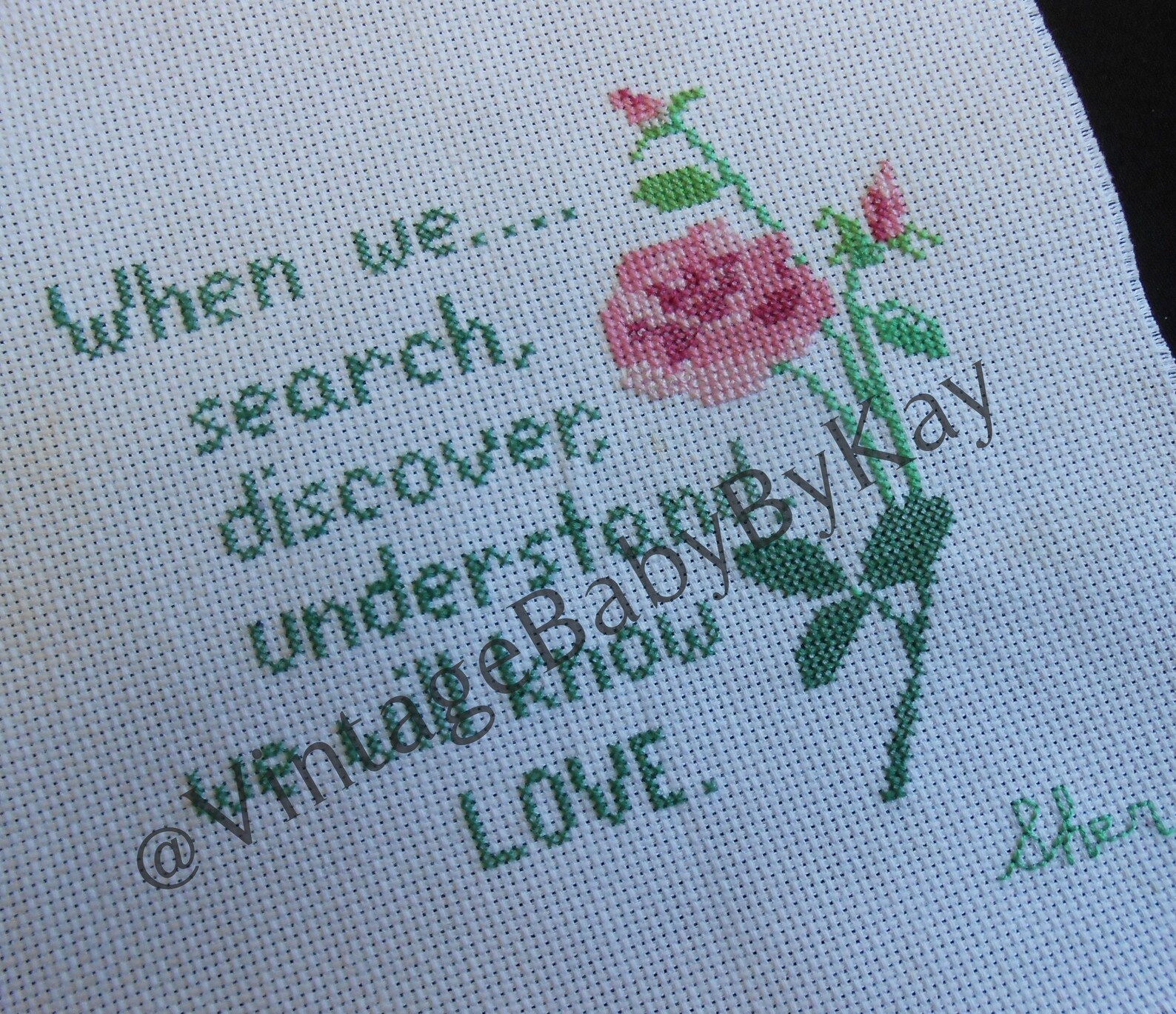 Love Poem Cross Stitch Embroidery Completed Rose Design Ready - Etsy
