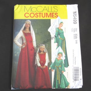 Mccall's 5499 Medieval Costume Pattern Child Size 3 - 8, Dresses + Hat ...