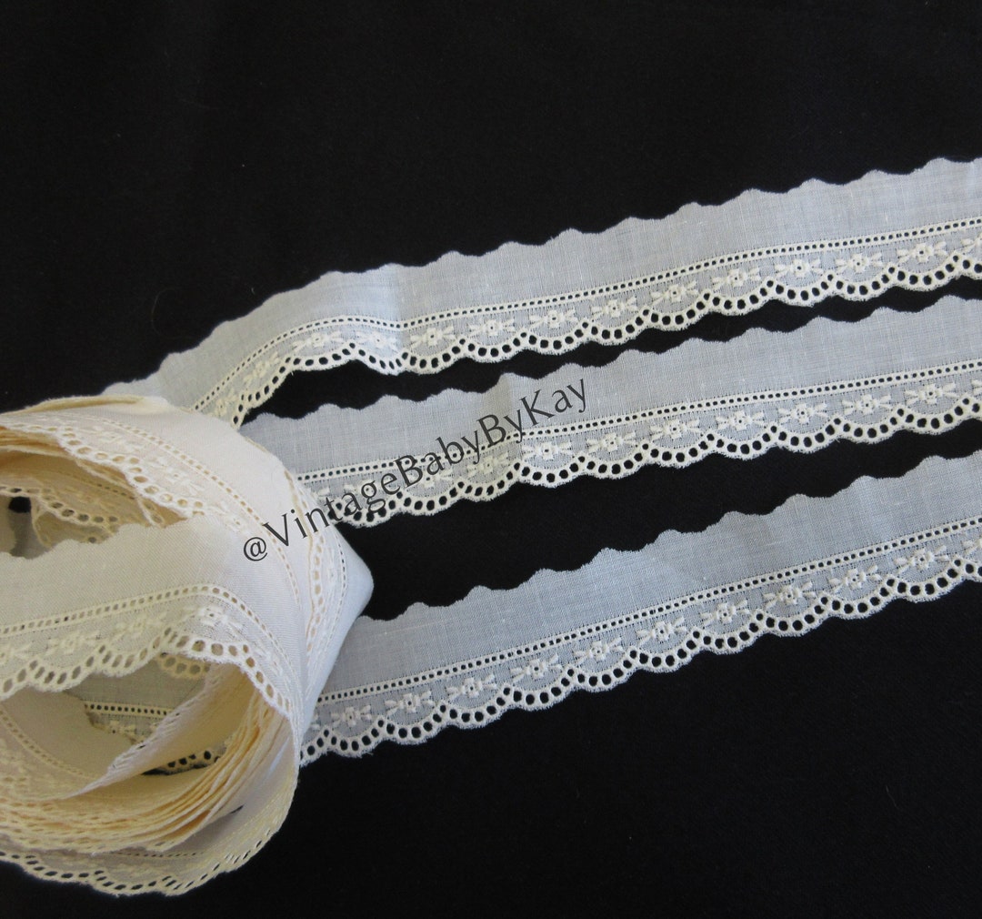 Swiss Embroidery Edging Yardage, ECRU Embroidered Scallops With ...