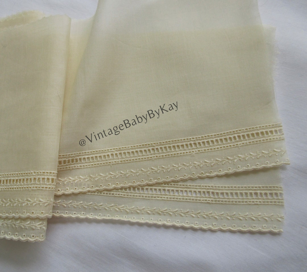 Wide Swiss Embroidery Edging Yardage, Ecru Vine & Dot Embroidery W ...