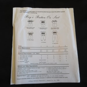 Chery Williams Boy's Button on Suit Size 1-5 Sewing Pattern, Smocked or ...