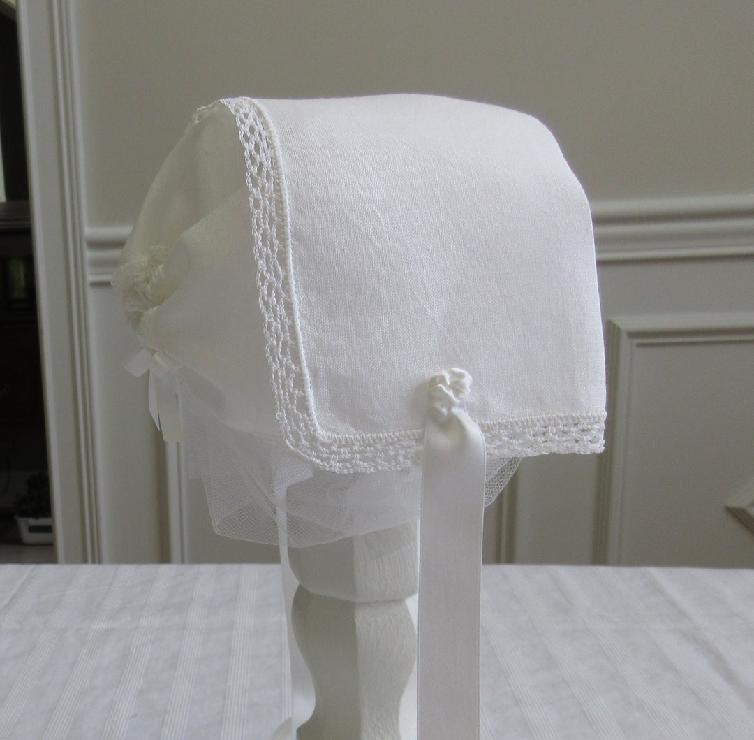 White Heirloom Hanky Bonnet With Beautiful Hand Crocheted Lace ...
