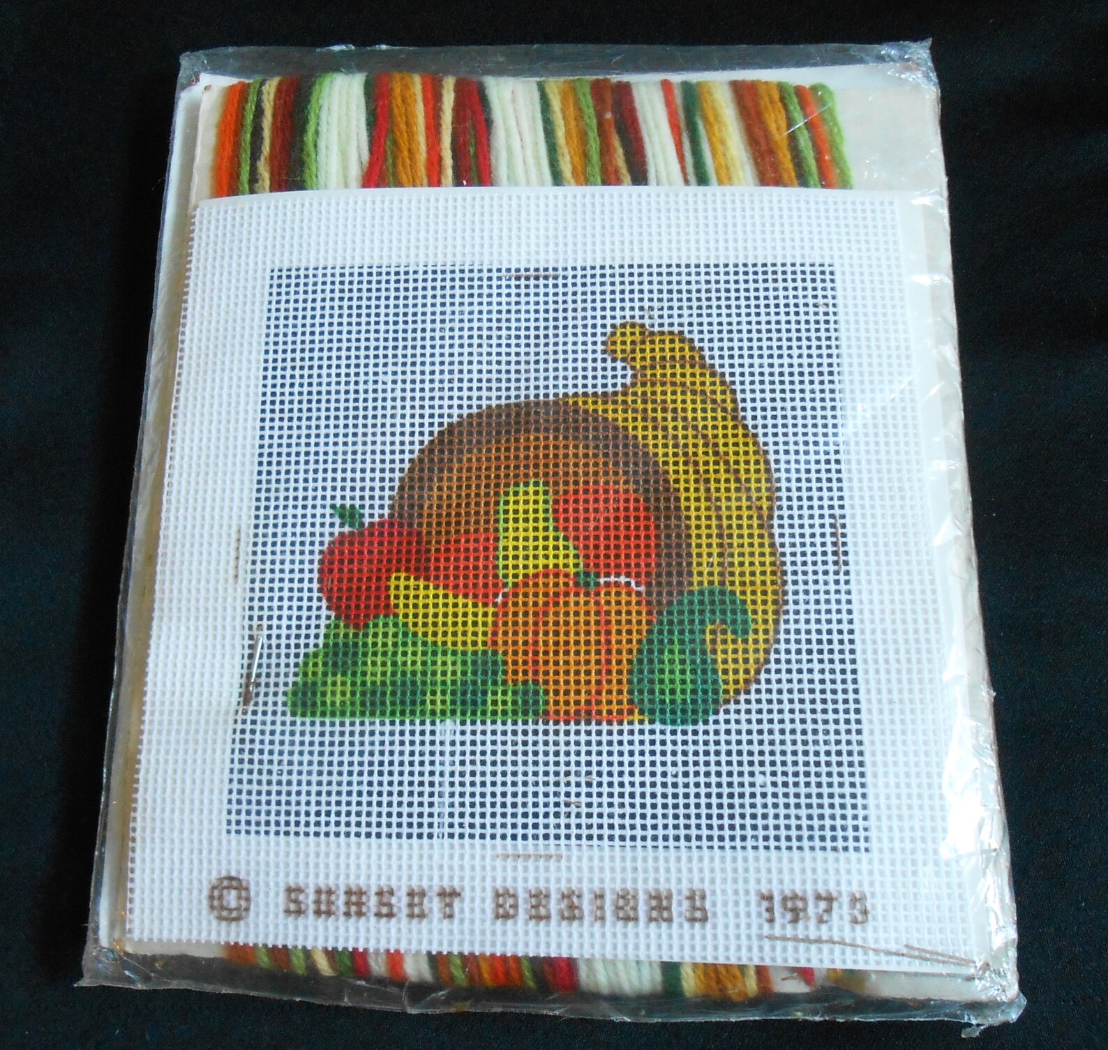 Cornucopia Needlepoint Kit Complete W Printed Canvas Yarn and - Etsy