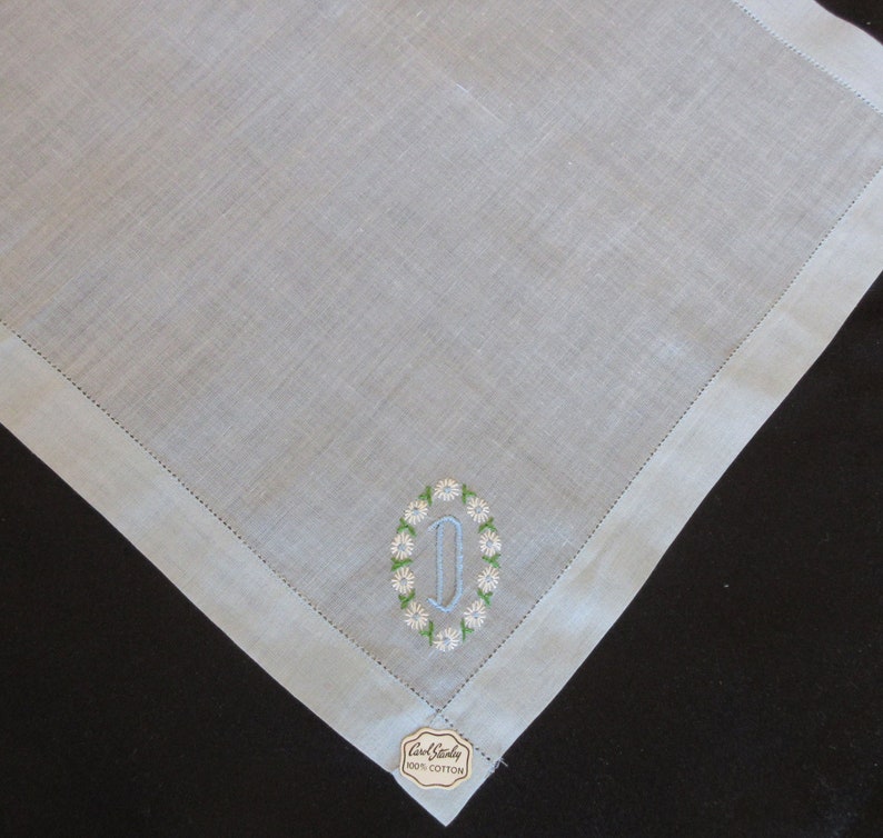 D Monogram Hanky Vintage Blue Cotton Handkerchief Blue - Etsy