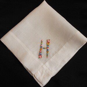 H Monogram Vintage White Hanky Petit Point Embroidered Wedding ...