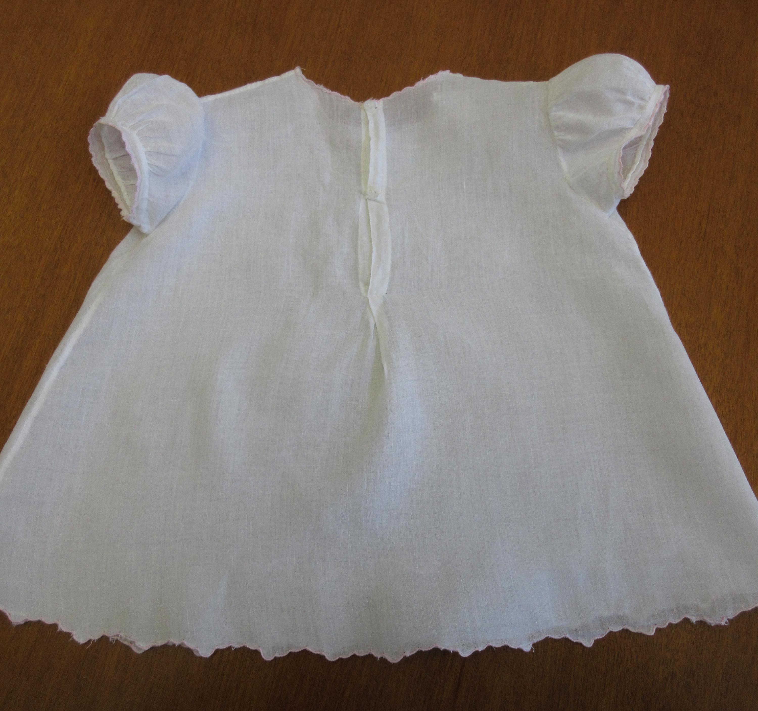 Vintage White Baby Dress With Light Pink and Blue Embroidery, Tucks and ...