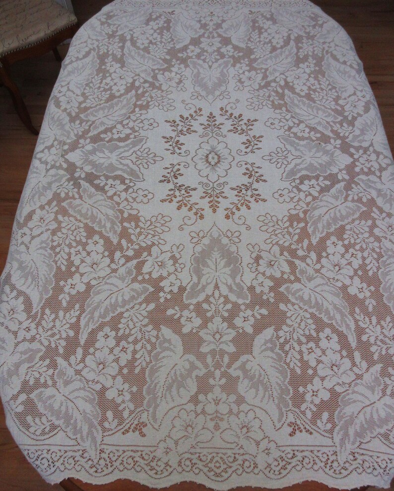 Quaker Lace Tablecloth Vintage Leaf Design 52.5" X 68" Ivory Cream ...
