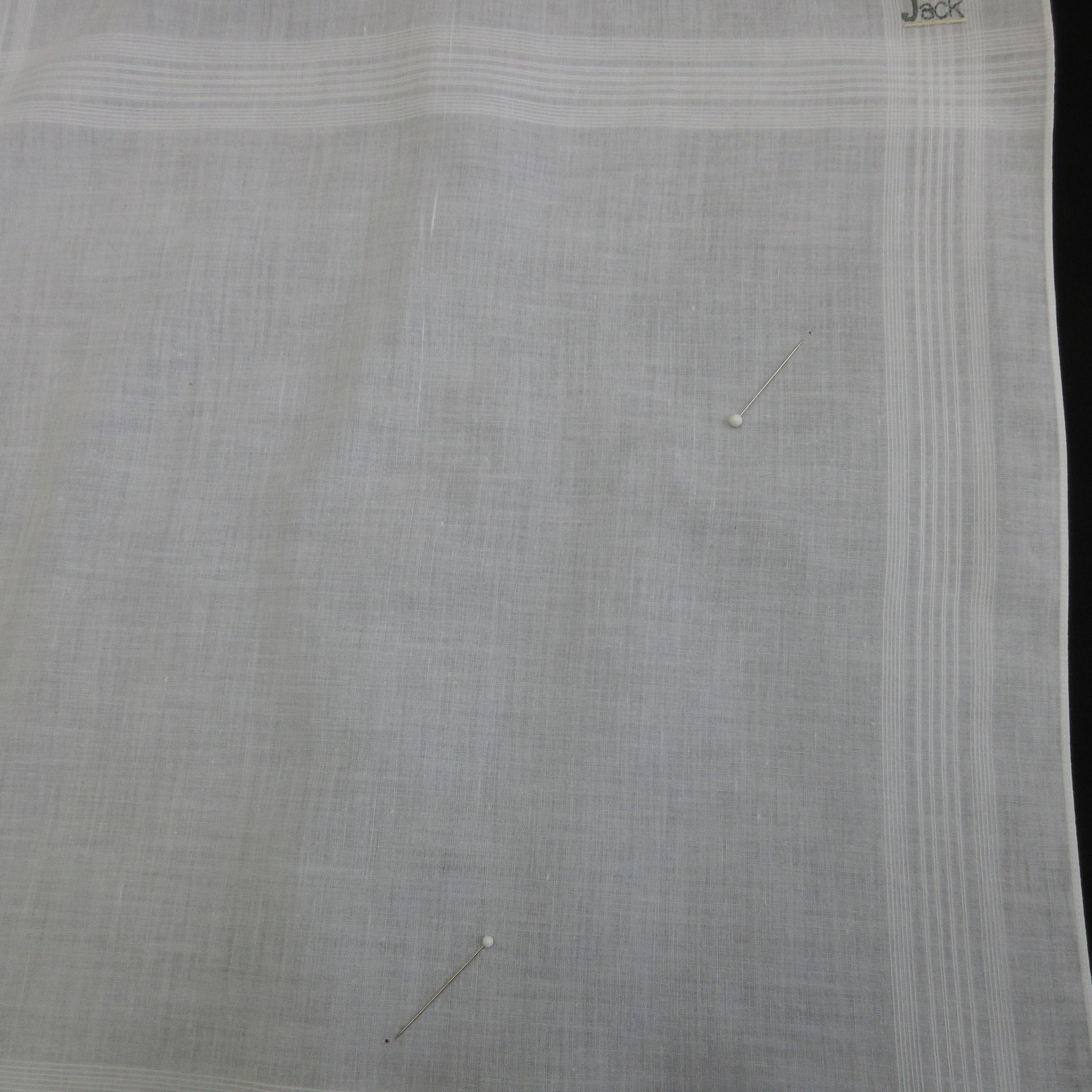 Jack Monogram Vintage Hanky Gray and Gold Embroidery on White Cotton ...