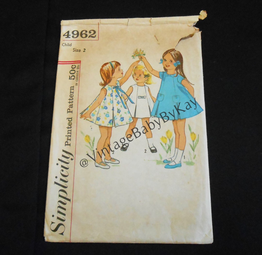 Simplicity 4962 Size 2 Sewing DIY Girl Dress Sundress Jumper, Casual ...
