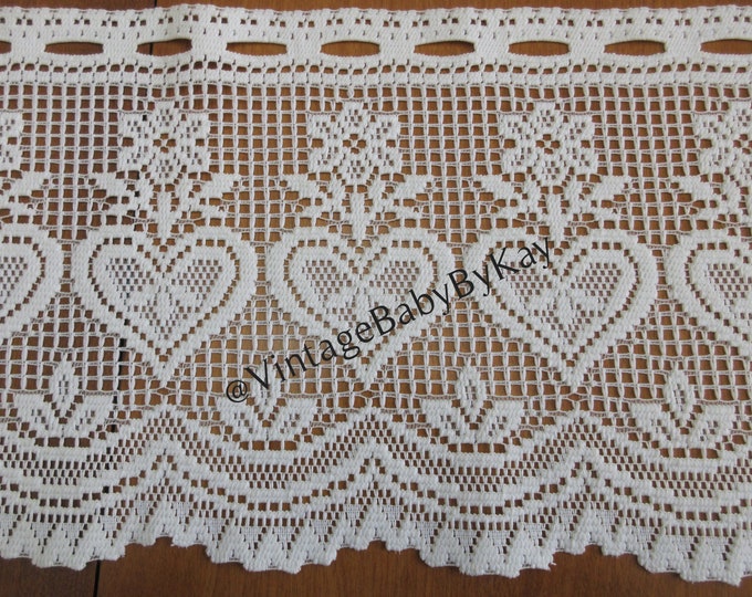 Heritage Lace Curtain Valance 11.25" X 110" Ecru Color Heart Motif ...