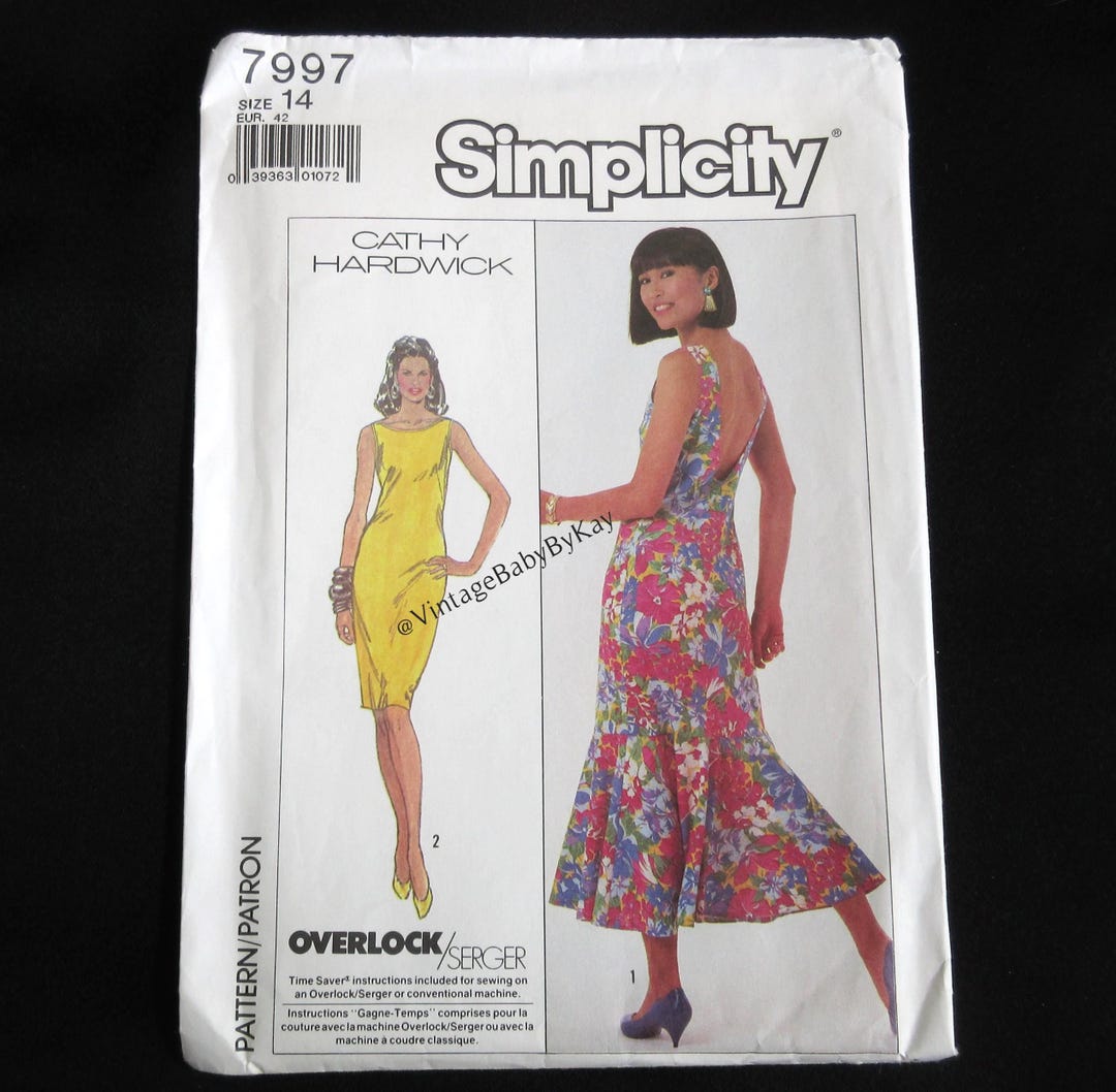 Simplicity 7997 Size 14 Pullover Sheath Dress With Deep Back Neckline ...