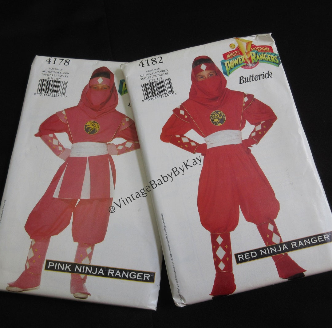 Butterick 4178 OR 4182 Power Ranger Costumes, Child Size 4 - 14 Pink OR ...