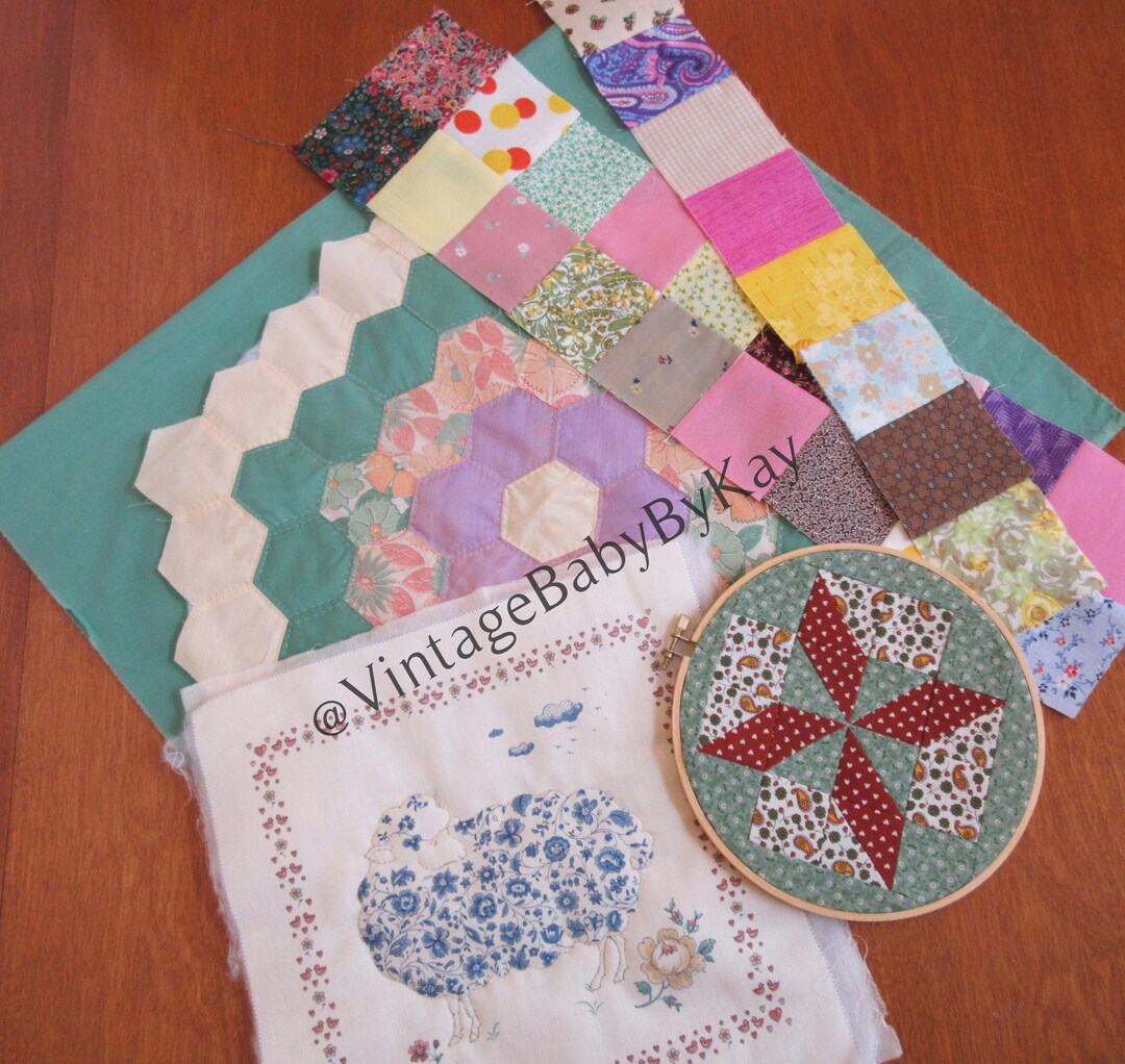 5 Quilt Blocks Finished Orphan Quilt Variety Patchwork Lot of 5 Hand ...
