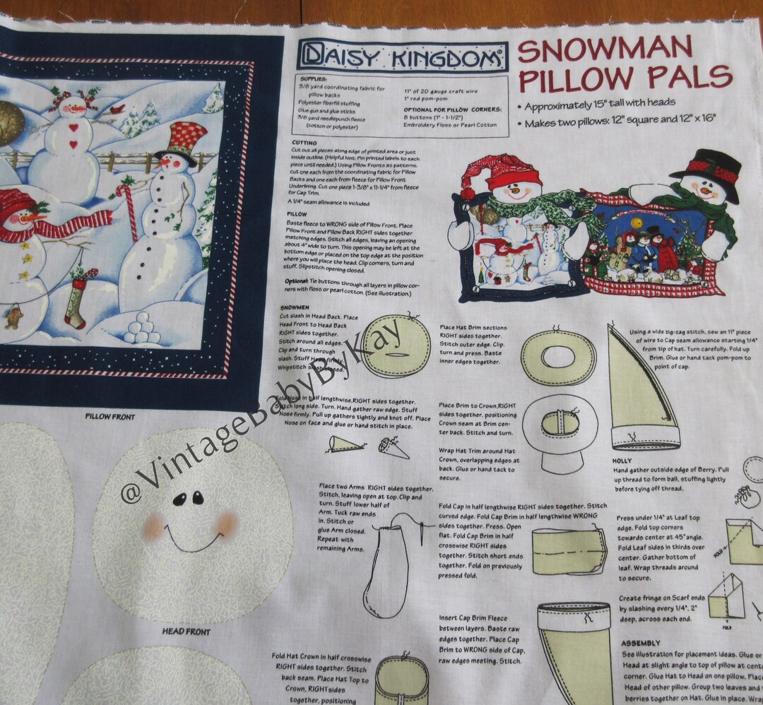 Daisy Kingdom Snowman Pillow Pals to Cut and Sew, Colorful Pillows With ...