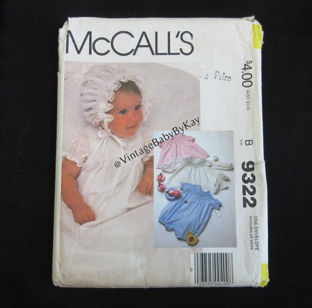 Mccall's Pattern 9322 Smocked Infant Baby Dress Transfer Smocking Dots ...