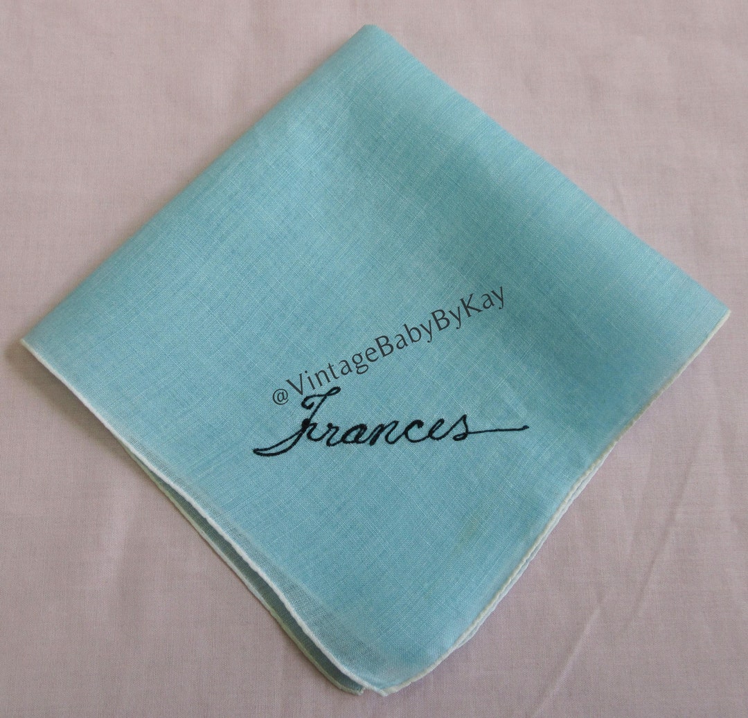 Frances Monogram Hanky Vintage Aqua Blue Linen Handkerchief With ...