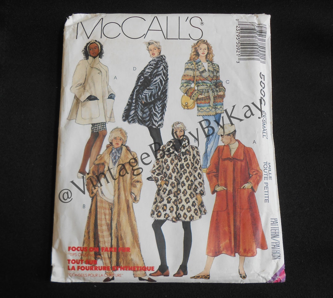 Mccall's 5092 Size 6 8 Ex-small Adult Woman Coat in 3 Lengths ...
