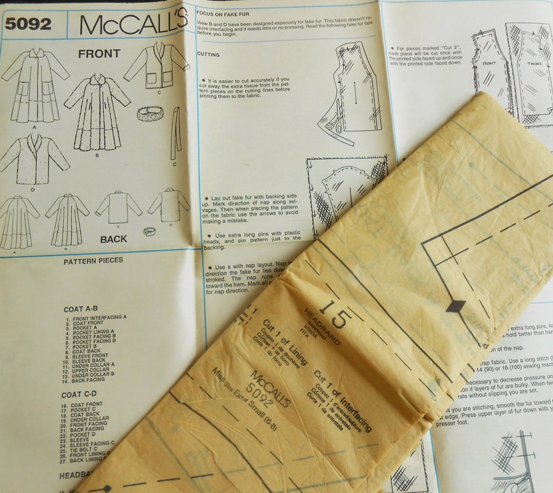 Mccall's 5092 Size 6 8 Ex-small Adult Woman Coat in 3 - Etsy