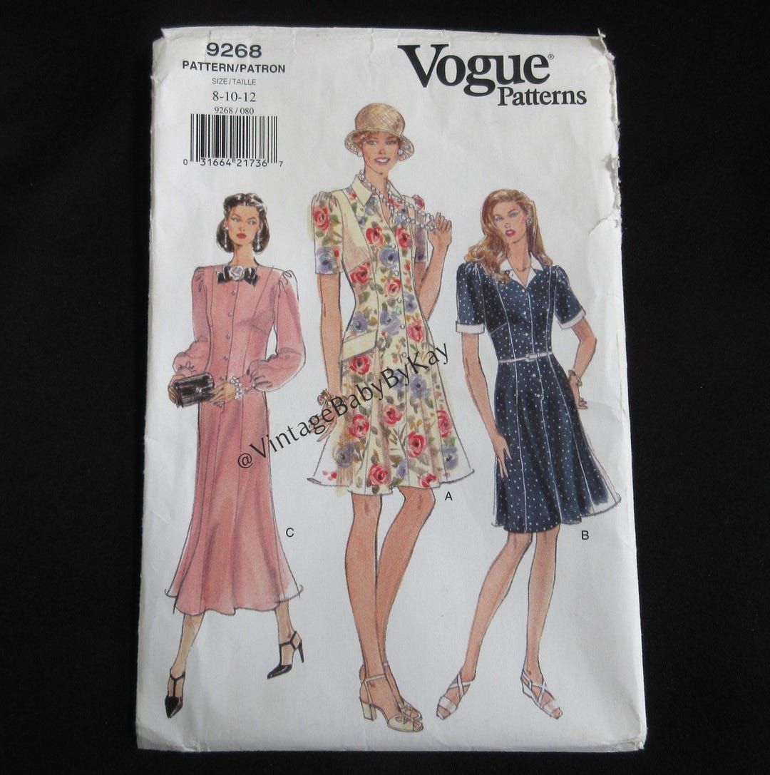 Vogue 9268 Size 8-10-12 Uncut Sewing Pattern Adult Woman Front Button ...