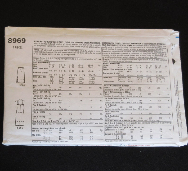 Simplicity 8969 OR 9374 Slip Half Slip and Camisole Adult - Etsy
