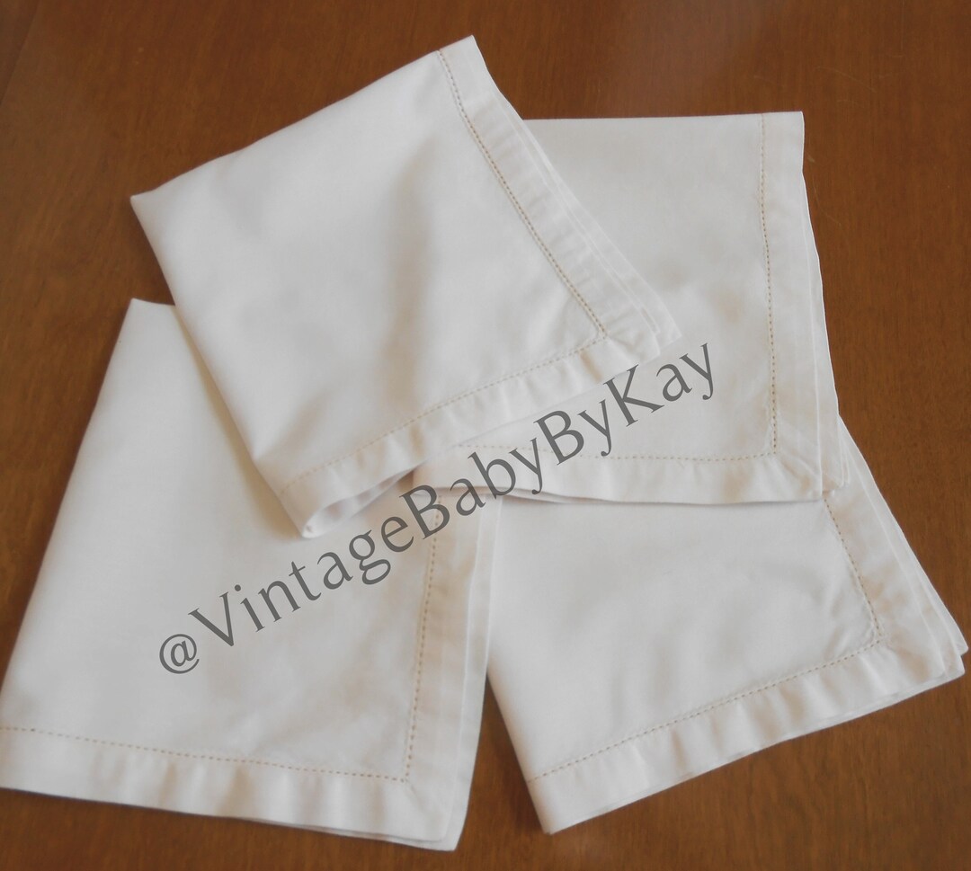 Cotton Napkin Set of 4 With Wide Hems, Vintage Set Matching Cream Color ...