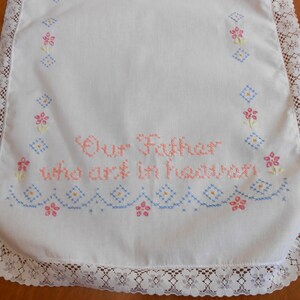 Lord's Prayer Runner Hand Embroidered Vintage Table Runner With Lace ...