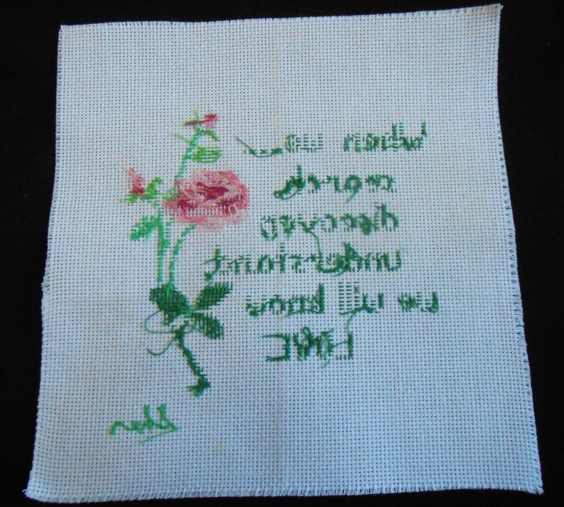 Love Poem Cross Stitch Embroidery Completed Rose Design Ready - Etsy
