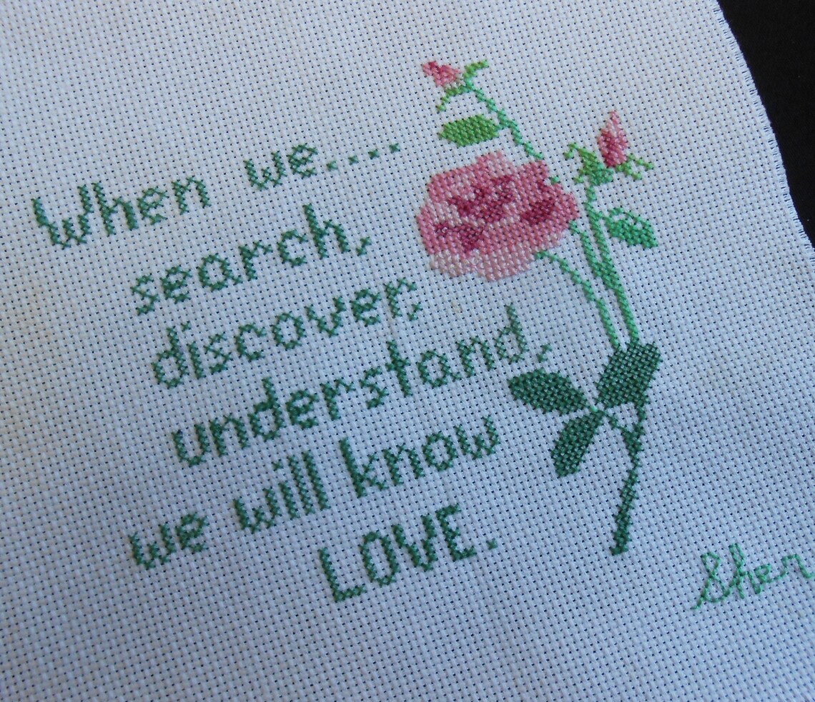 Love Poem Cross Stitch Embroidery Completed Rose Design Ready - Etsy