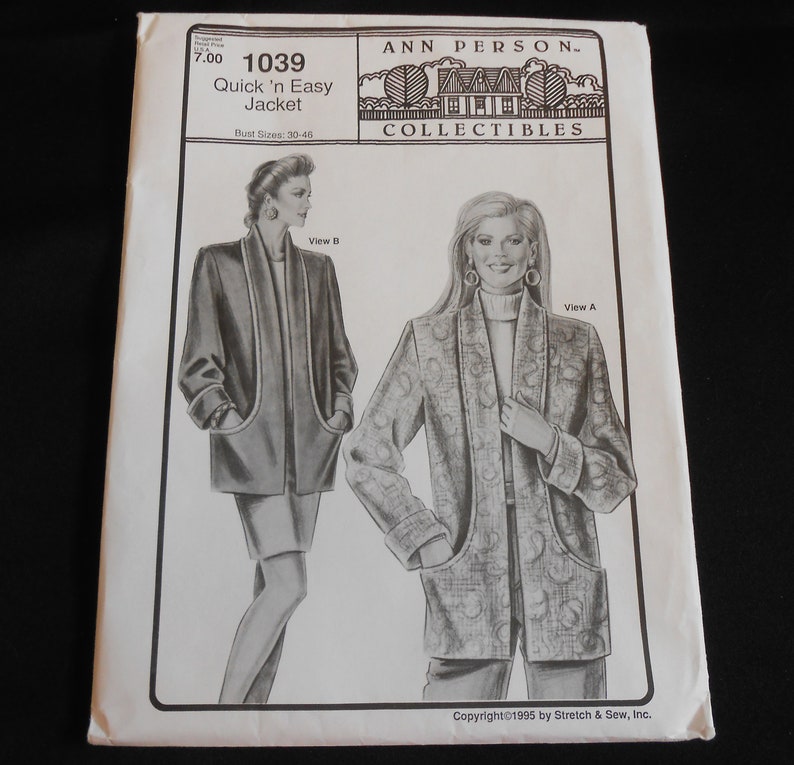 Stretch & Sew 1039 Quick 'n Easy Jacket Adult Woman Sewing - Etsy